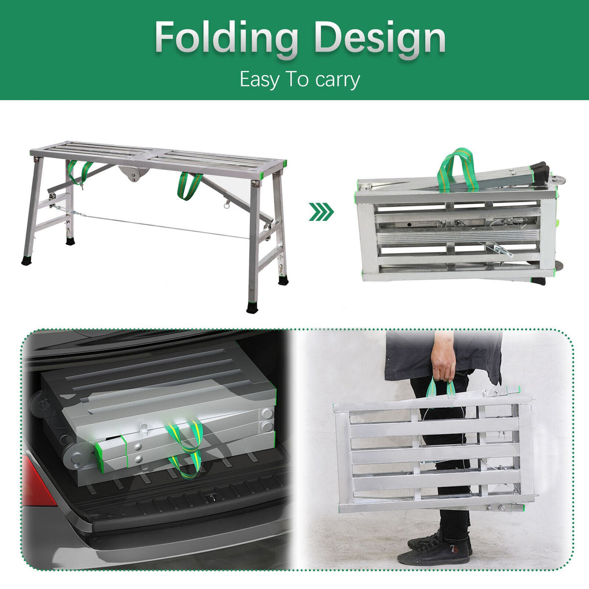 Heavy Duty Steel Hop Up Step Ladder Folding Stool Work Bench Platform ...